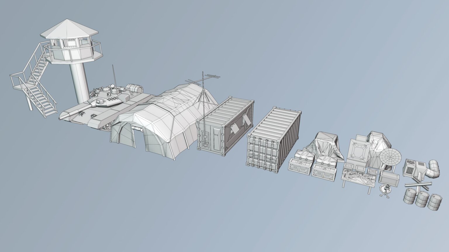 Military FREE - Low-Poly 3D Models Pack - ITHappy Studios