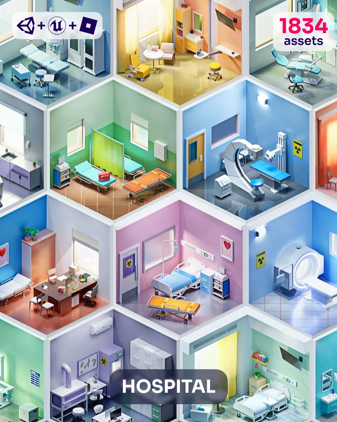 Hospital Low-Poly 3D Models Pack | Find the Unity Asset